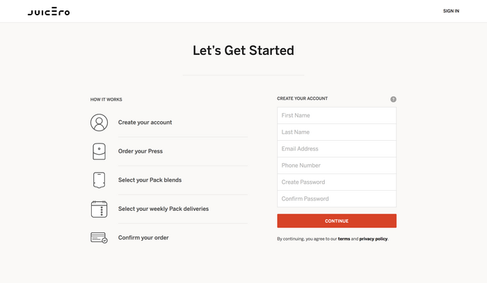 Juicero website - Fonts In Use