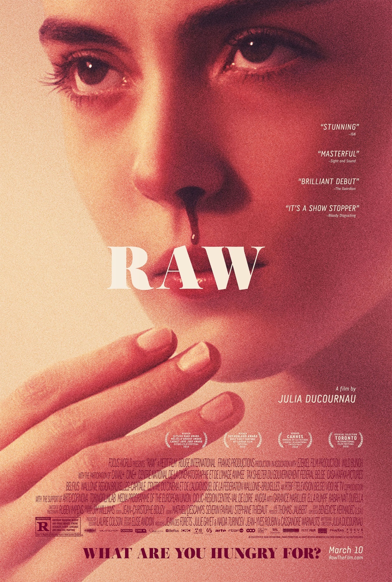 Raw (2016) movie poster - Fonts In Use