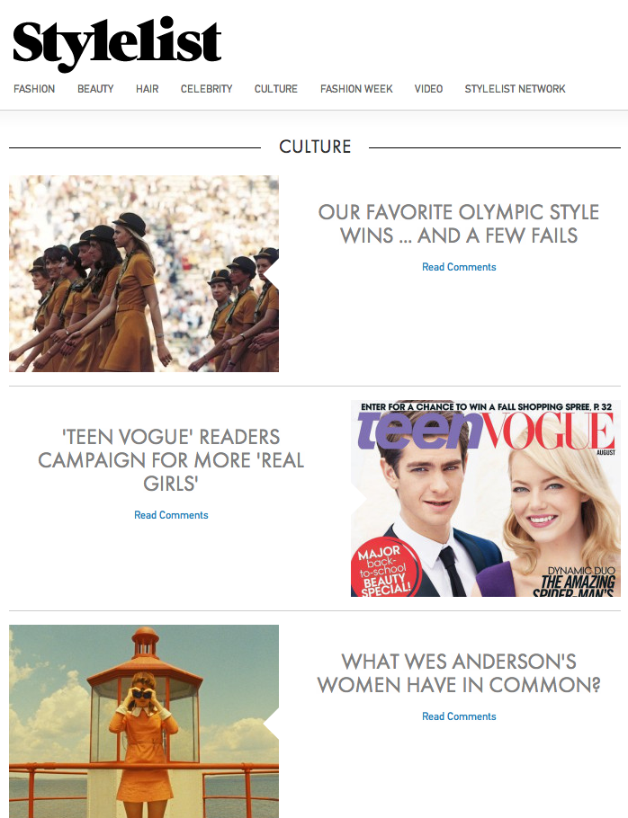 Stylelist.com - Fonts In Use