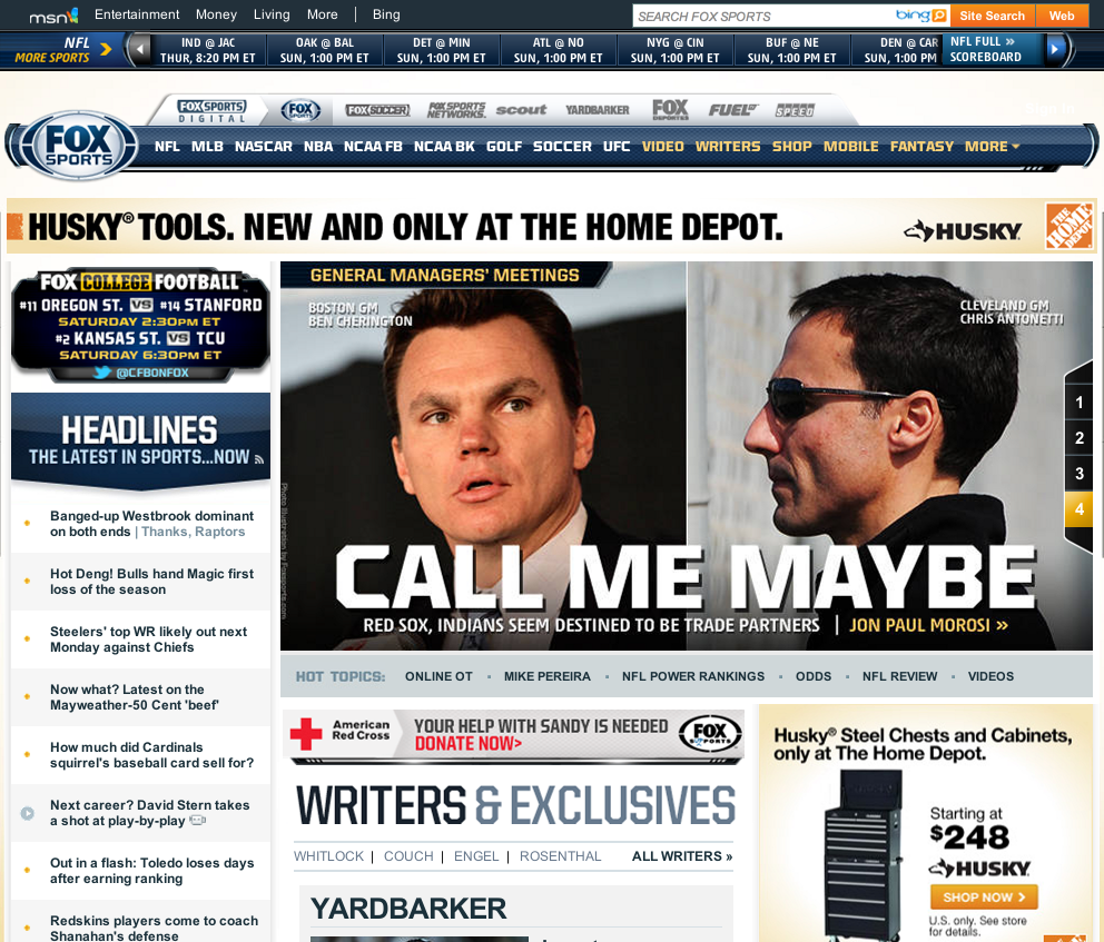 FOX Sports website - Fonts In Use