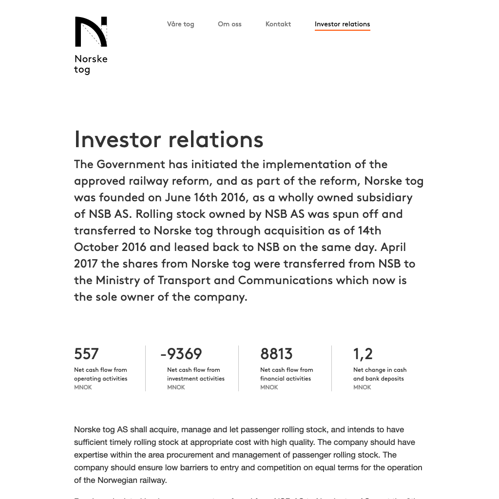 Norske tog website - Fonts In Use