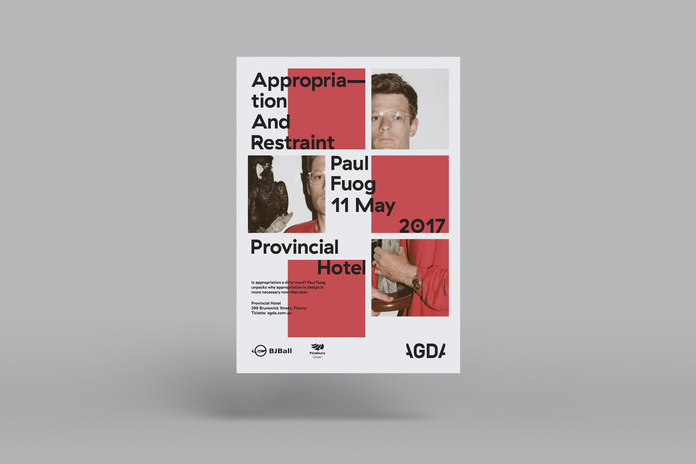 “Appropriation And Restraint” lecture poster - Fonts In Use