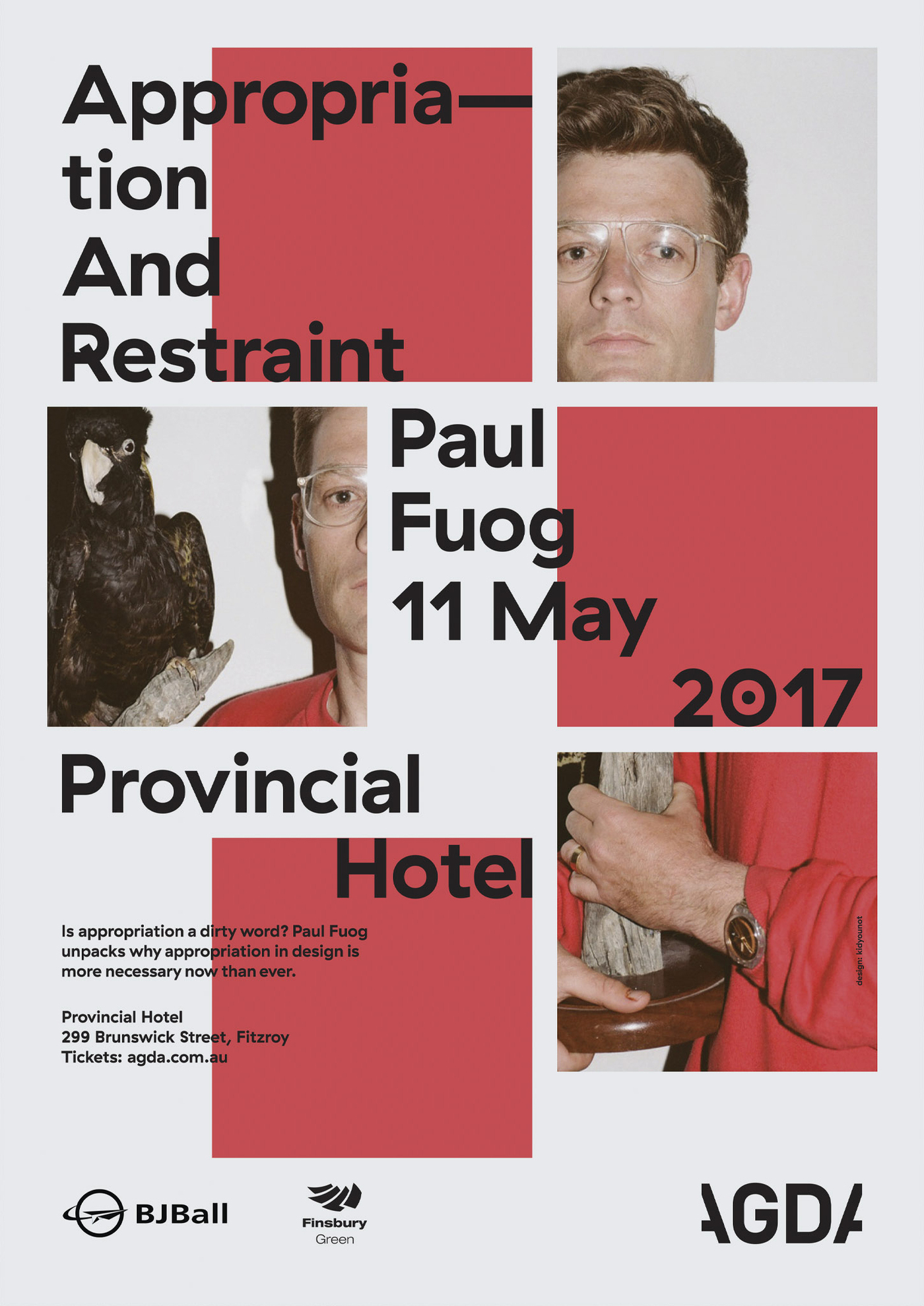 “Appropriation And Restraint” lecture poster - Fonts In Use